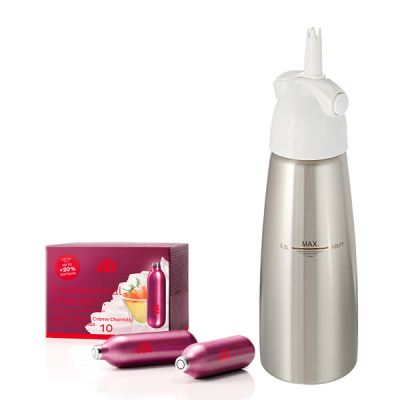 iSi Easy Whip Cream Dispenser Stainless Steel 0.5L with 10 Chargers ...
